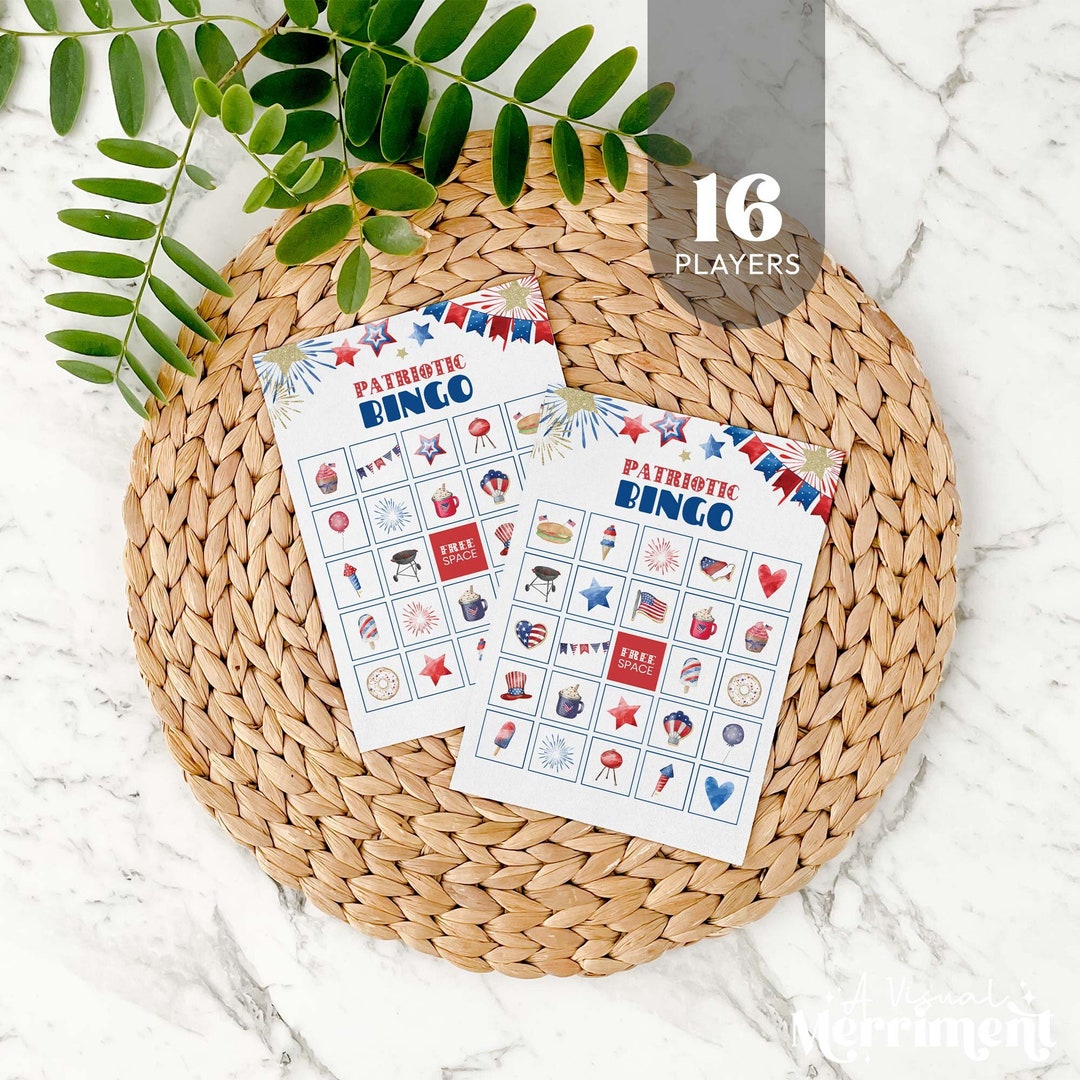 4th of July Bingo, Patriotic Printable Party Game | Independence Day ...