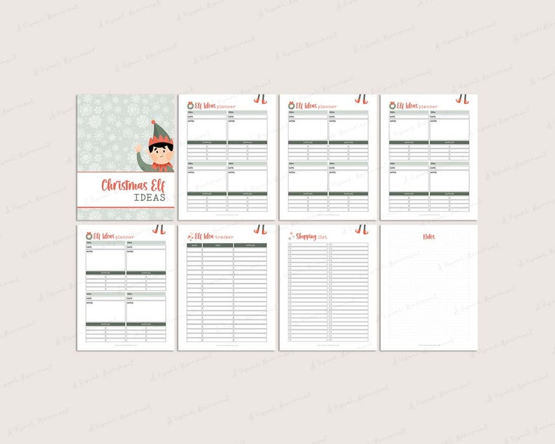 Christmas Elf Printable Basic Ideas Planner Green Holiday - Etsy