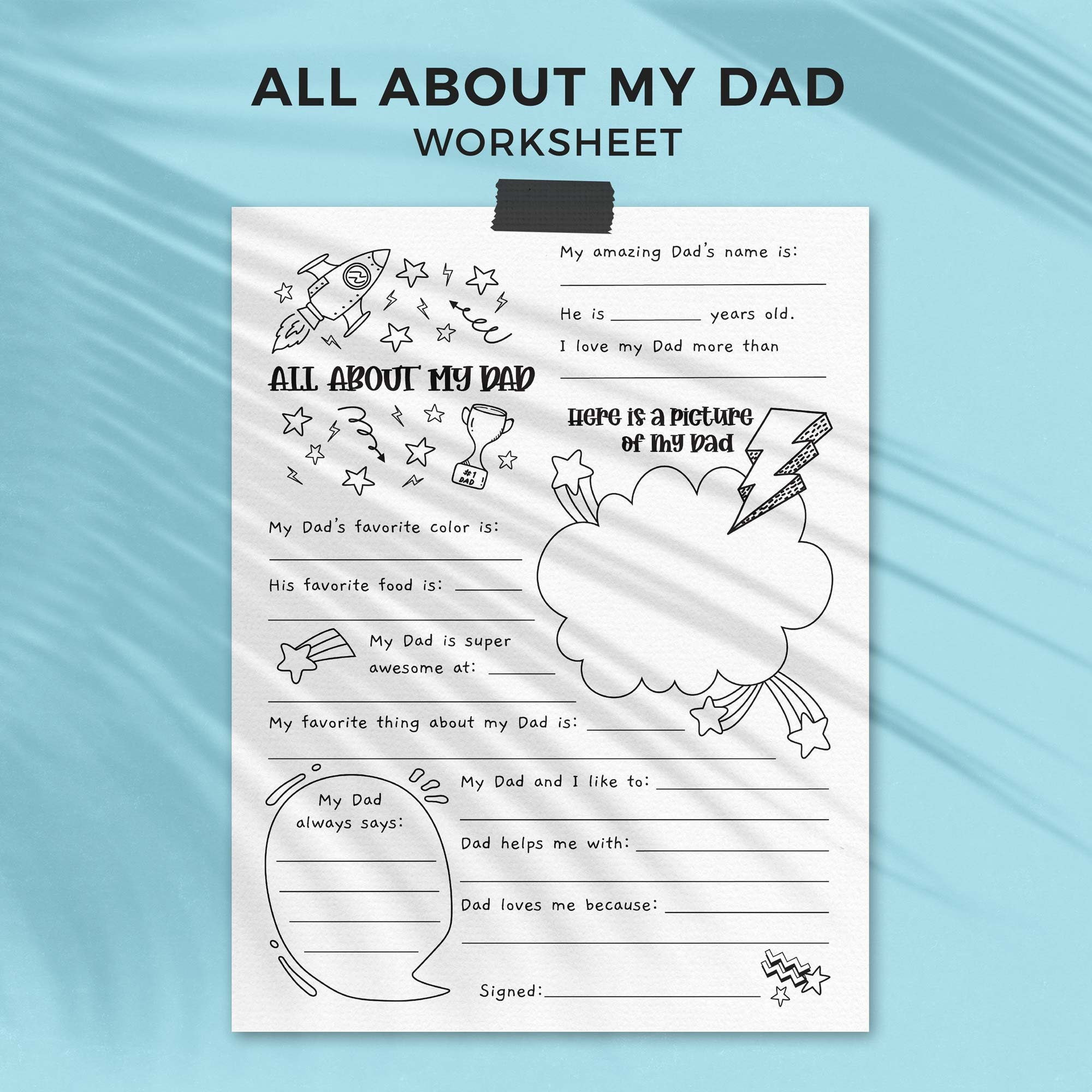 All About Dad Father's Day Printable Gift Questionnaire Fill in the ...