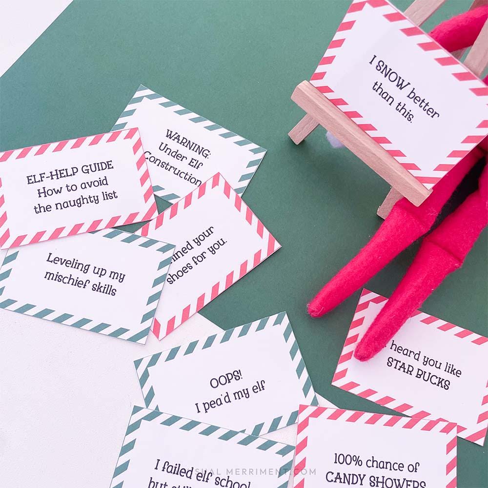 Christmas Elf Note Card Bundle | 72 Funny Elf Ideas Printable Photo ...