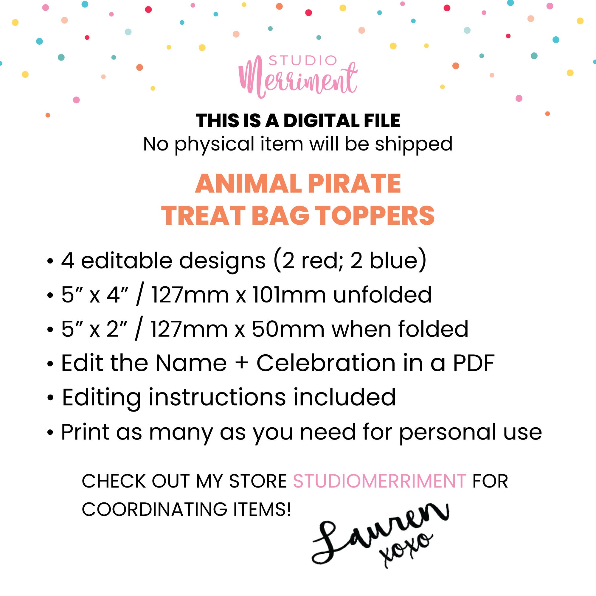 Pirate Treat Bag Toppers Editable Cards Pirate Birthday - Etsy