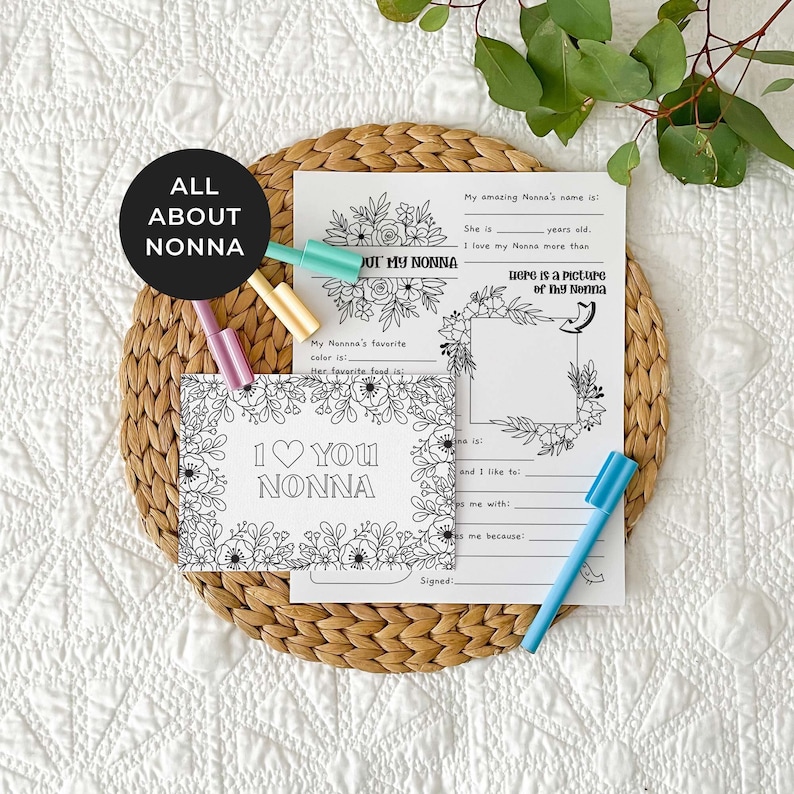 Printable Coloring Grandmother Card + All About Nonna Bundle | Happy ...