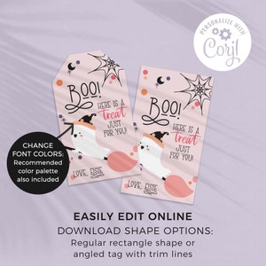 Halloween Favor Tag, Editable Printable | Pink Ghost Party Thank You ...
