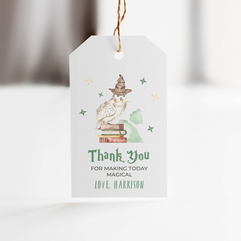 Witch + Wizard Favor Tag, Owl Editable Printable | Magic Birthday ...