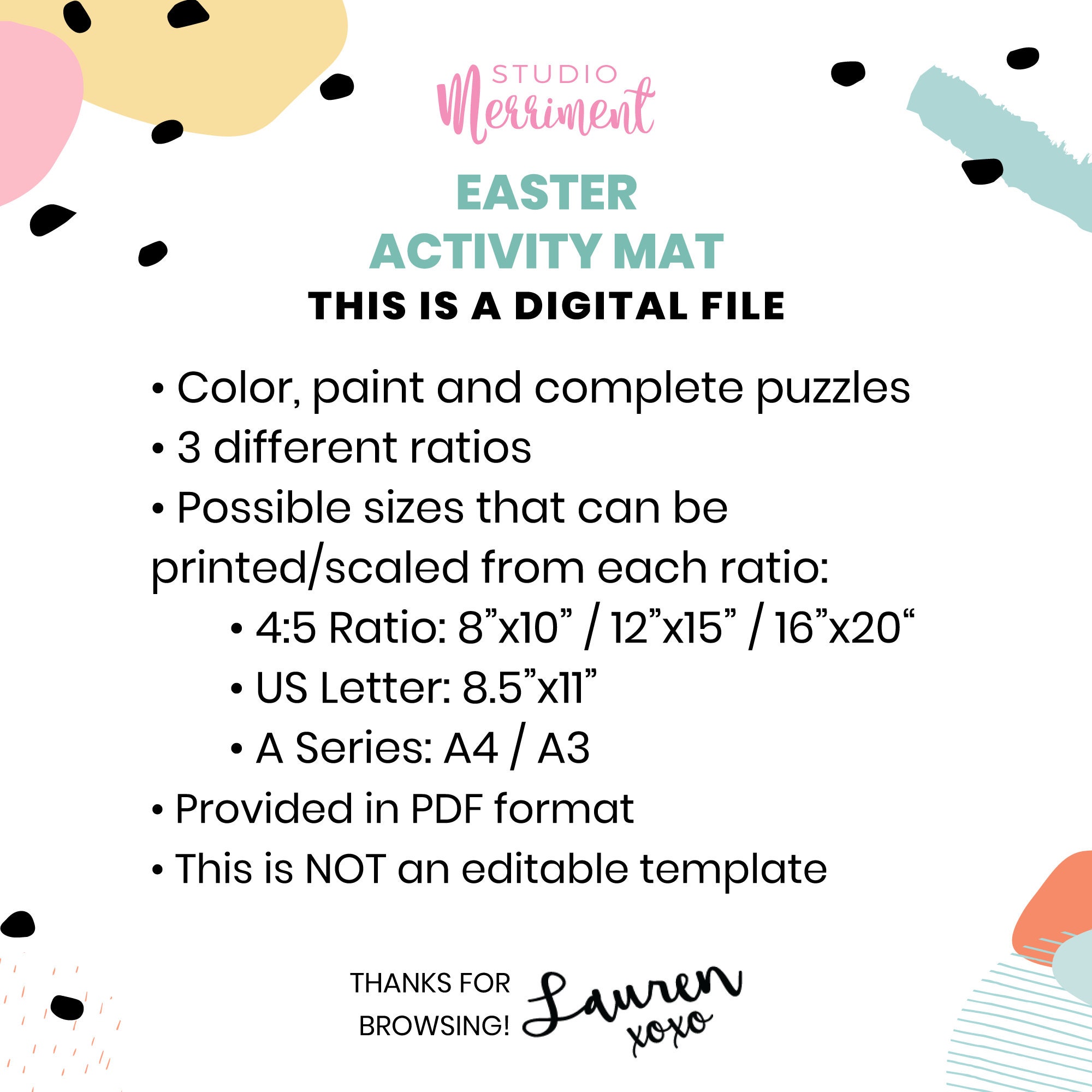 Kids Easter Activity Sheet, Bunny Coloring + Games Printable Placemat ...