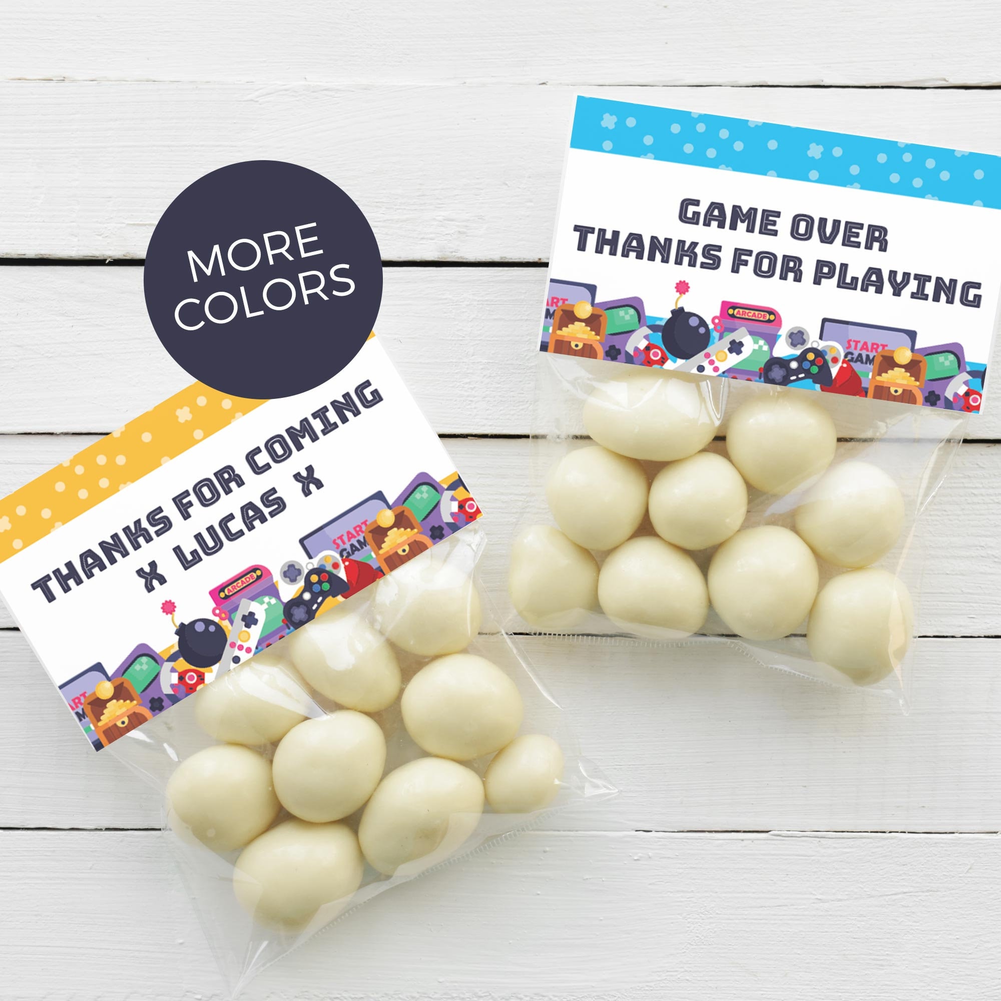 Gamer Party Treat Bag Topper Cards, Editable Printable | Game Over ...