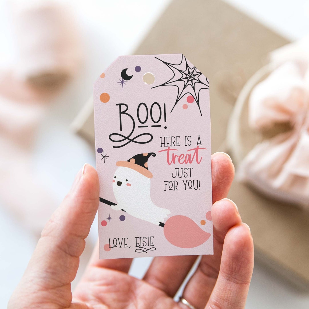 Halloween Favor Tag, Editable Printable | Pink Ghost Party Thank You ...