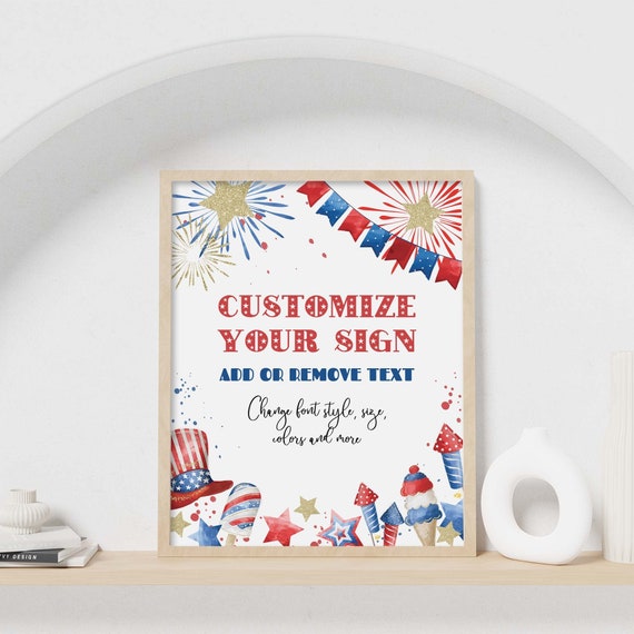 Editable 4th of July Party Sign printable template | Independence Day ...