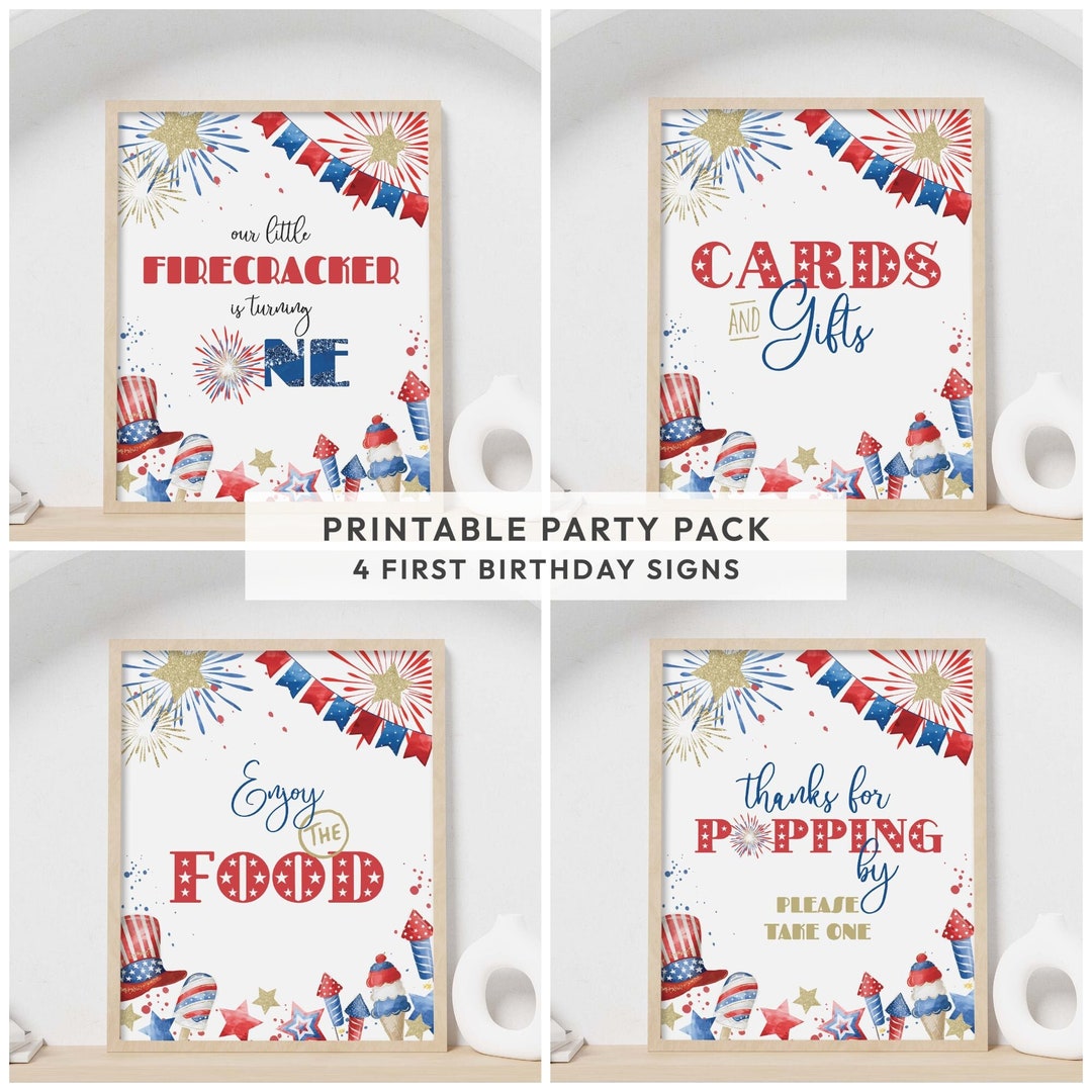 4th of July Printable Party Sign Bundle | Our Little Firecracker is ...
