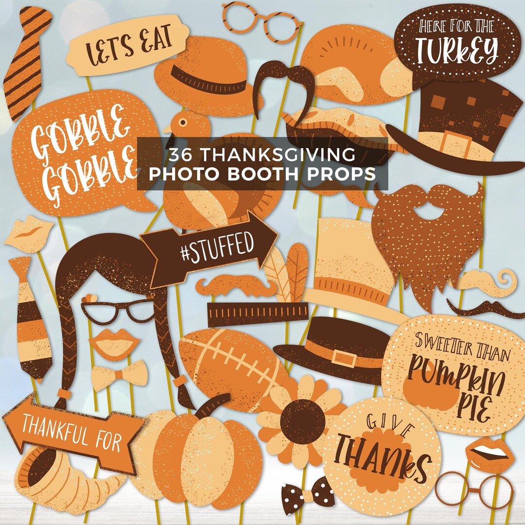 Thanksgiving Photo Booth Props, Printable Fall Party Decor | Autumn ...