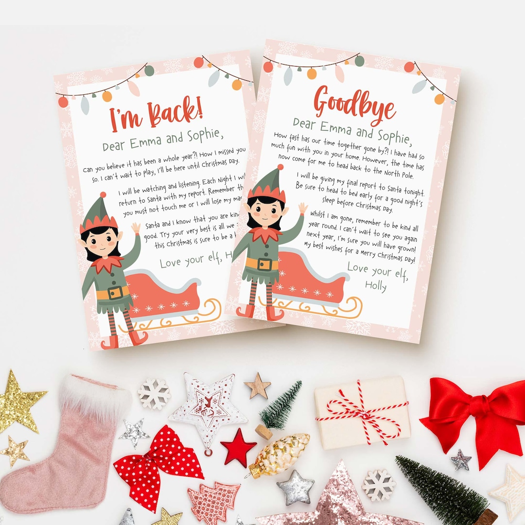Editable Christmas Elf Bundle, Arrival + Goodbye Letter | Pink Girl ...