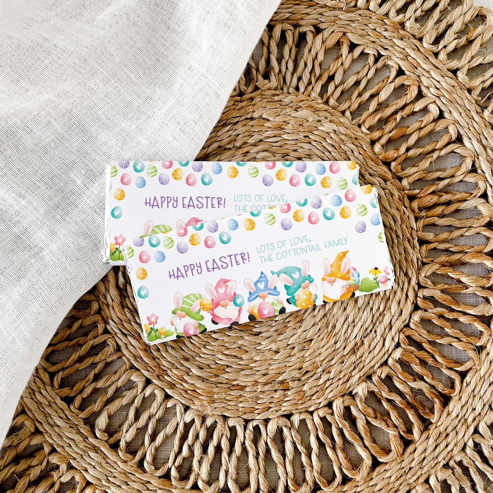 Editable Easter Candy Bar Wrapper, Spring Gnome Printable Chocolate ...
