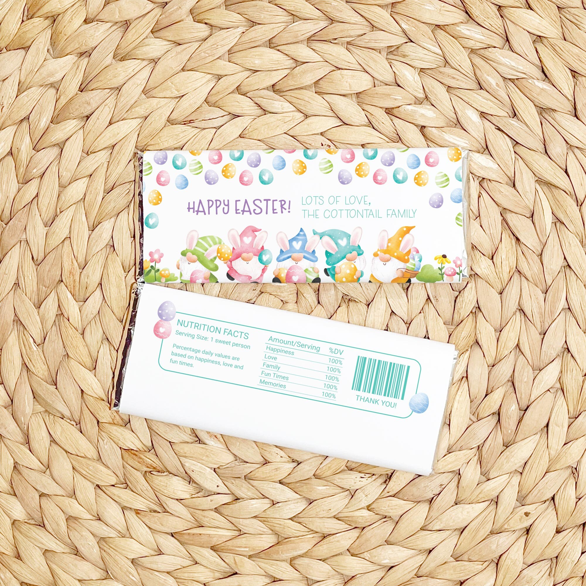 Editable Easter Candy Bar Wrapper, Spring Gnome Printable Chocolate ...