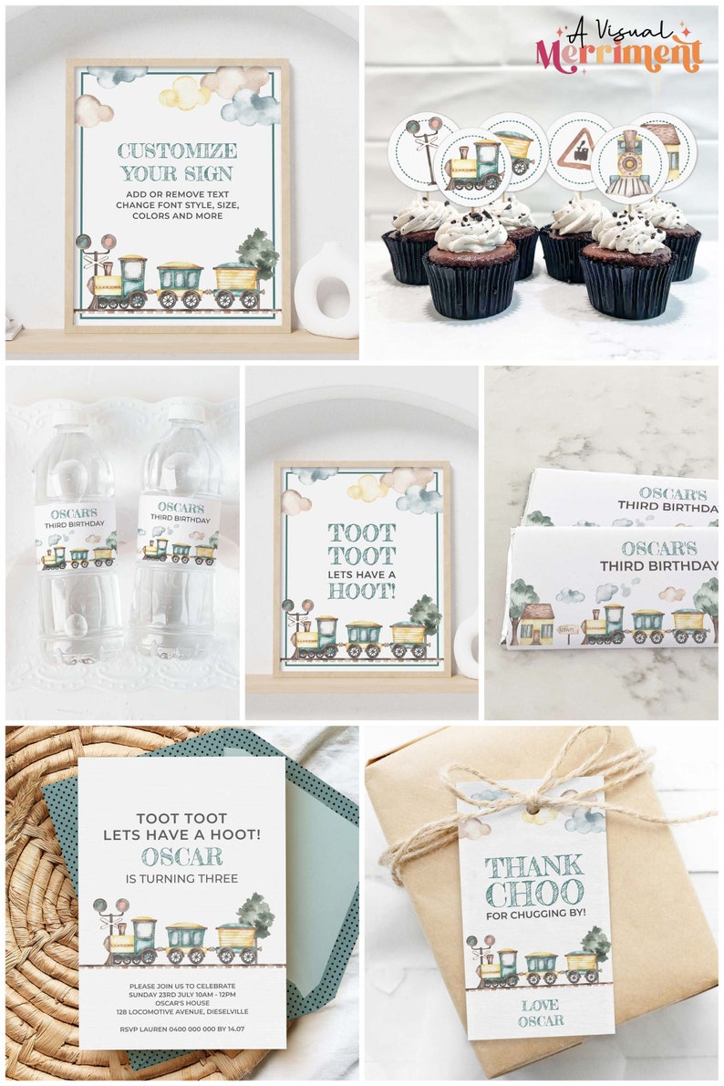Editable Vintage Train Party Sign Printable Template | Boys Birthday ...
