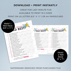 Father's Day Printable Game, Who Know's Dad Best Activity | Superhero ...