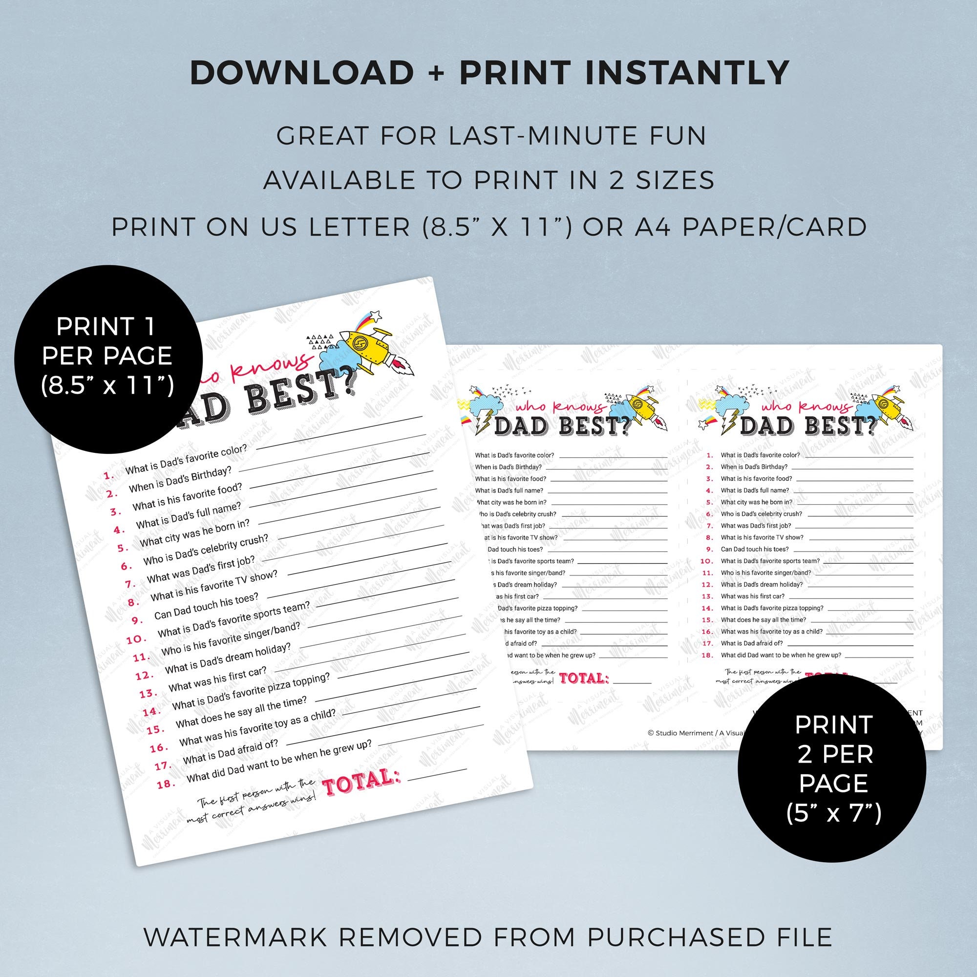 Father's Day Printable Game, Who Know's Dad Best Activity Superhero ...