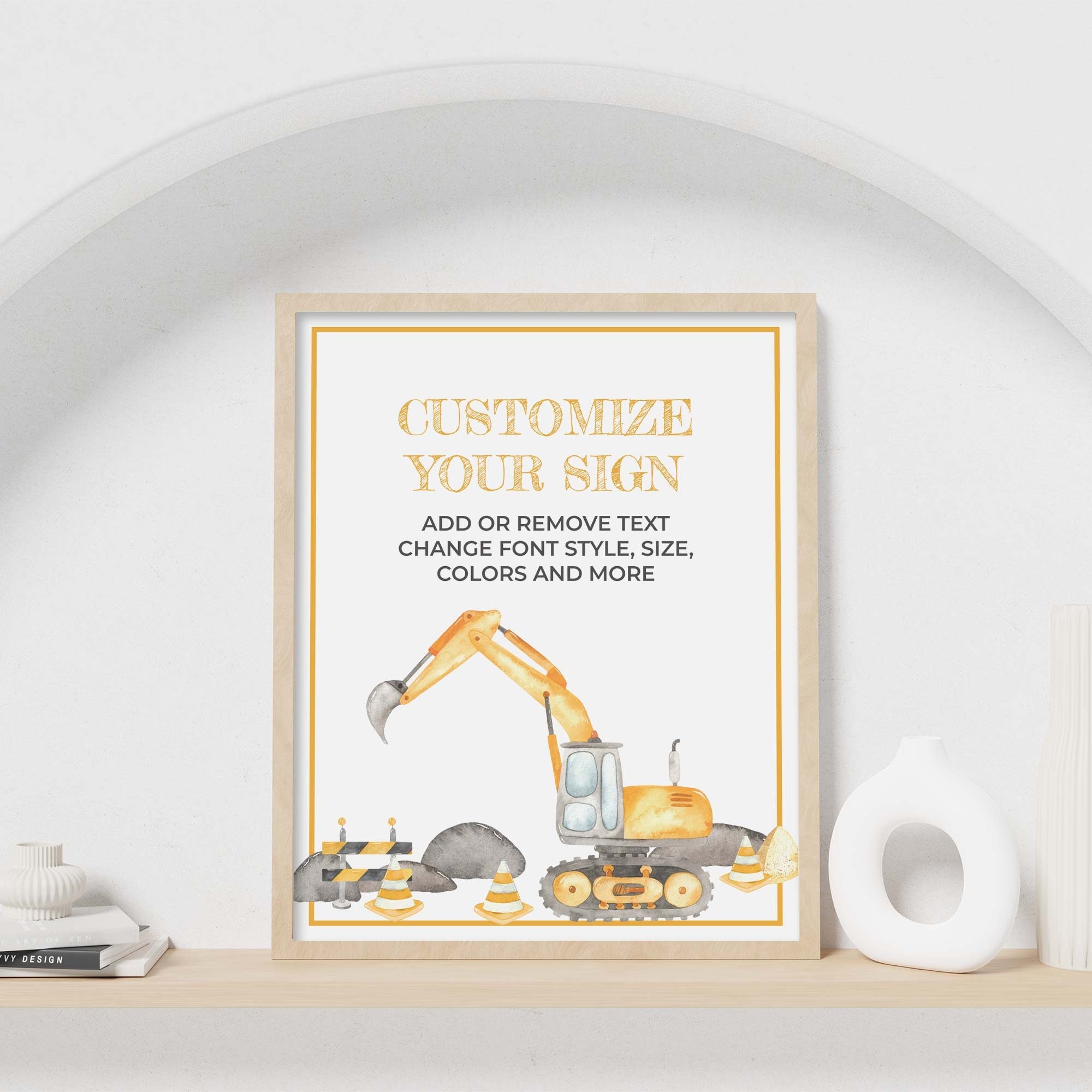 Editable Digger Construction Birthday Party Welcome Sign | Custom ...