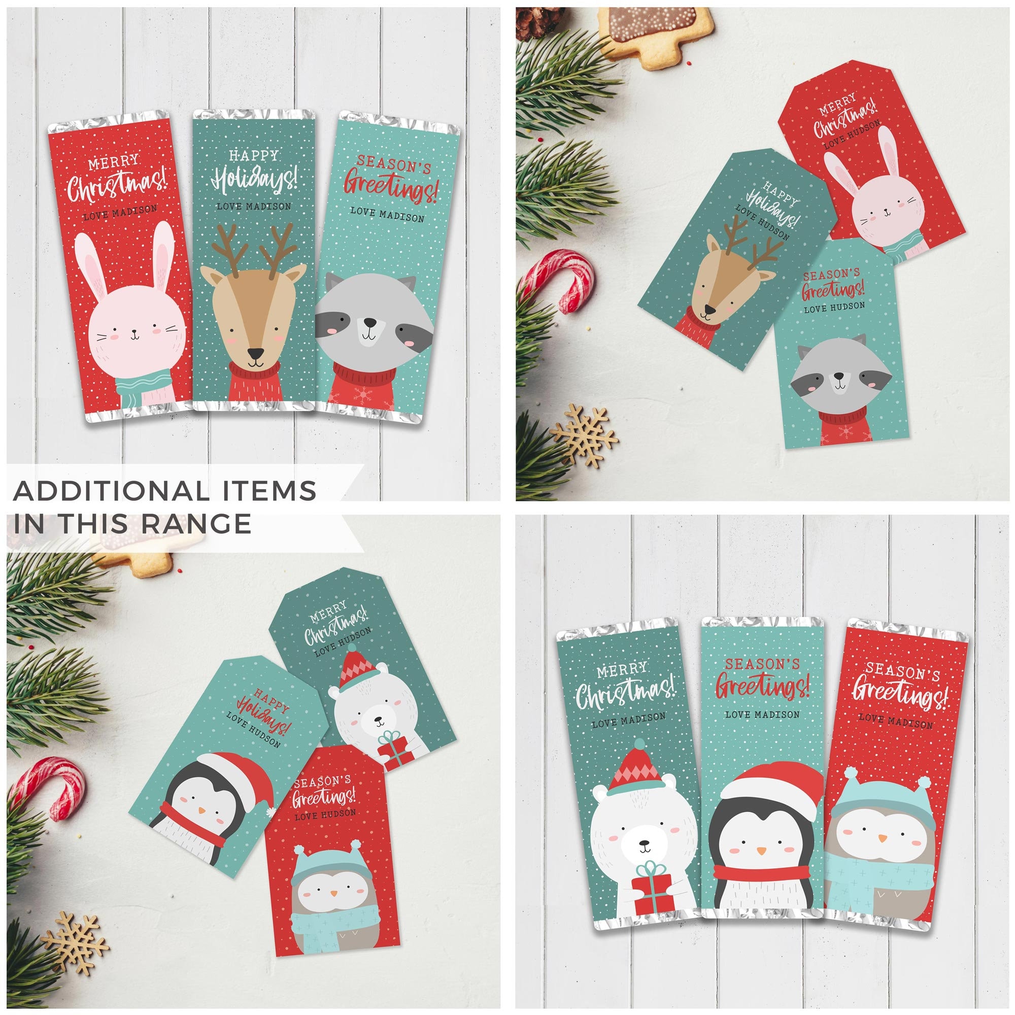 Editable Christmas Gift Tag Printable Bundle X2 Cute Penguin - Etsy