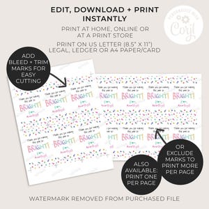 Editable Glow Stick Holder Thank You for Making My Year so Bright End ...