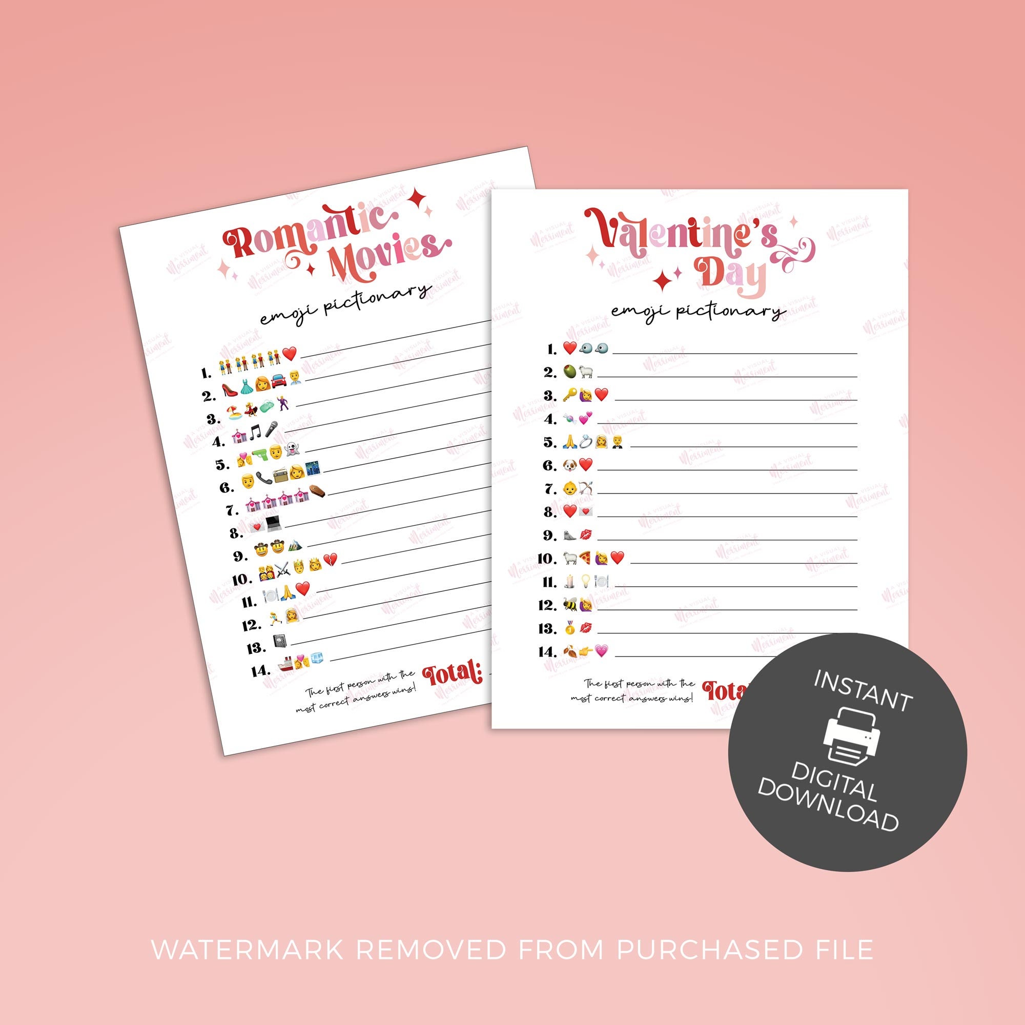 Valentines Day Printable Game Emoji Pictionary Bundle Kids - Etsy