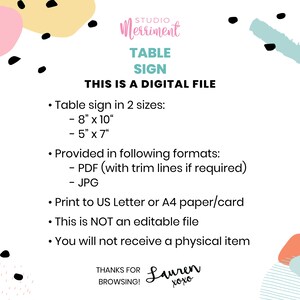 Rainbow Confetti Party Sign: Favors, Please Take One | Printable 8x10 ...