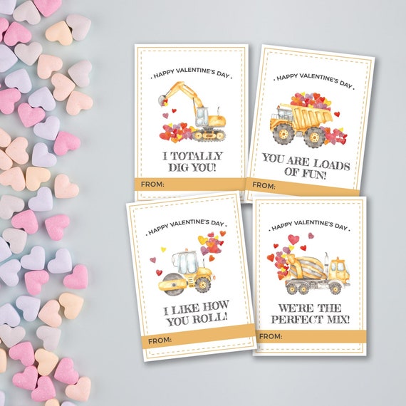 Valentine's Day Construction Tag boys printable | Dump truck card ...