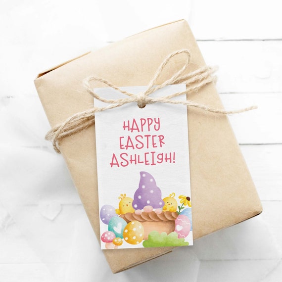 Editable Easter gift tag template, gnome, eggs + chicks | Printable ...
