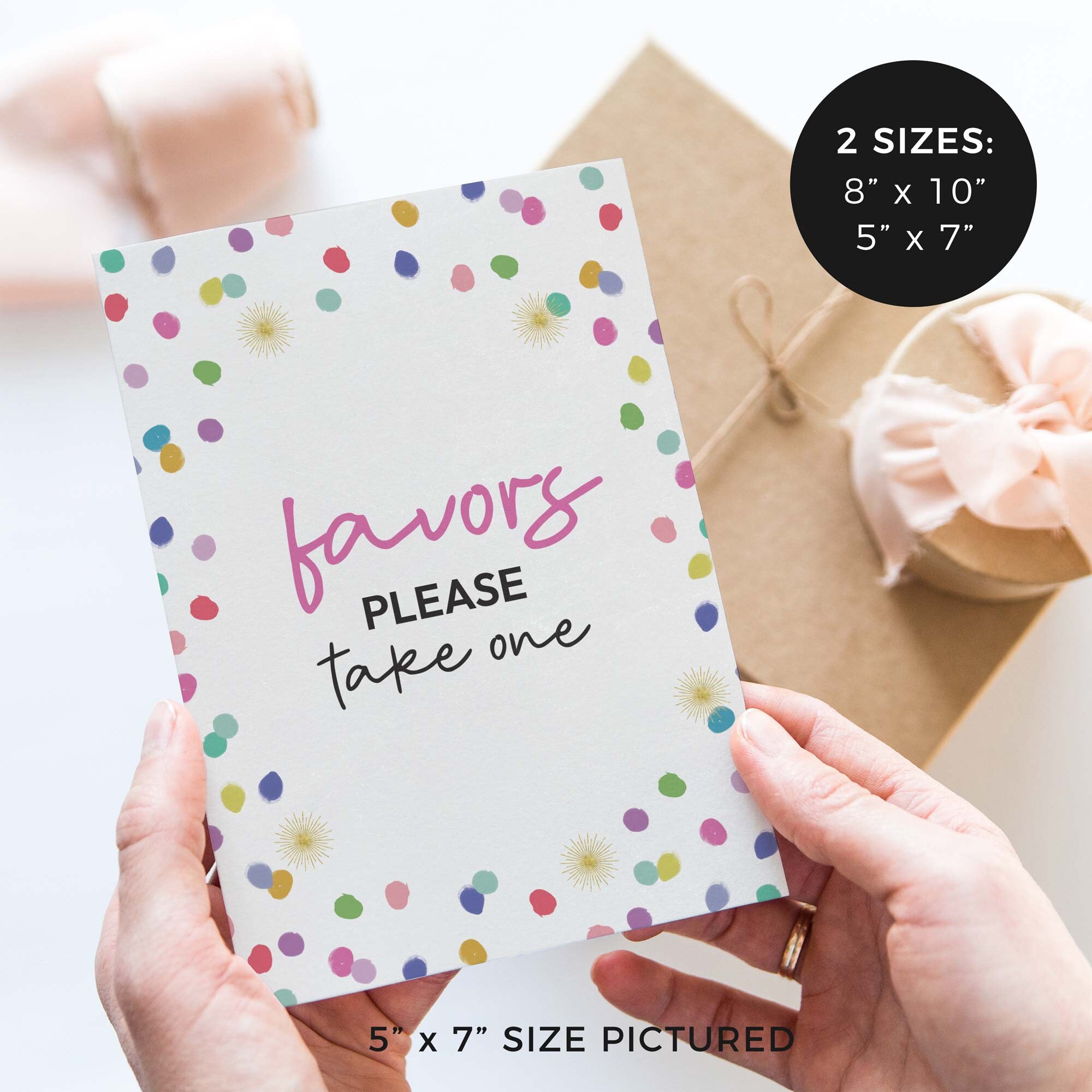 Rainbow Confetti Party Sign: Favors, Please Take One | Printable 8x10 ...