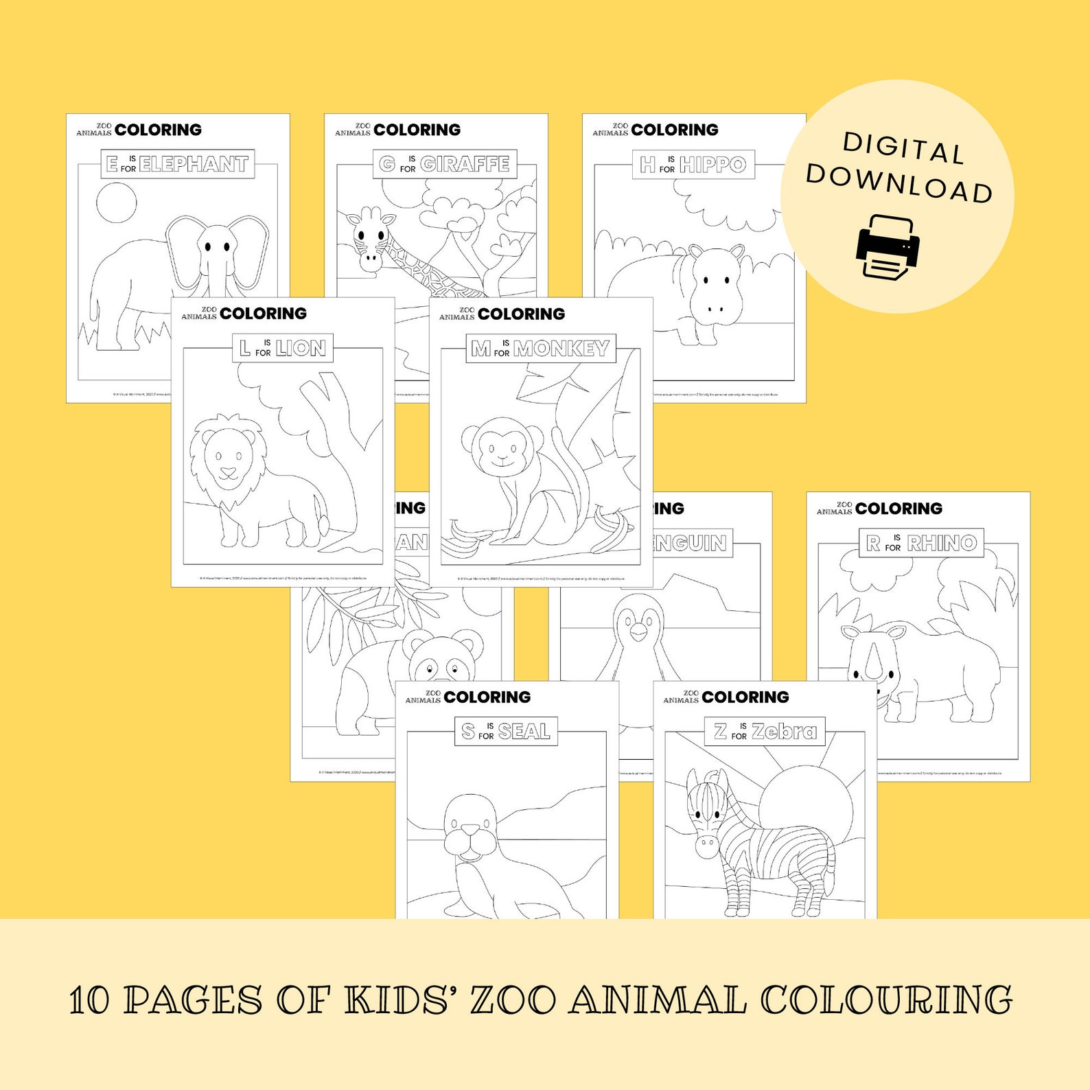 Kids Zoo Animals COMPLETE BUNDLE 45 Pg: Flash Cards, Puppets, Counting ...