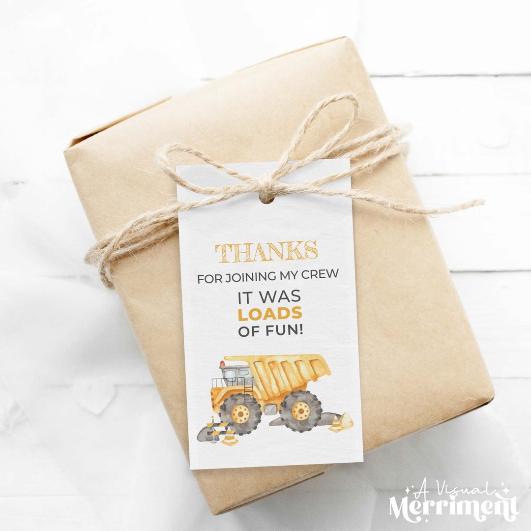 Construction Party Thank You Tag | Dump Truck Loads of Fun Boys ...