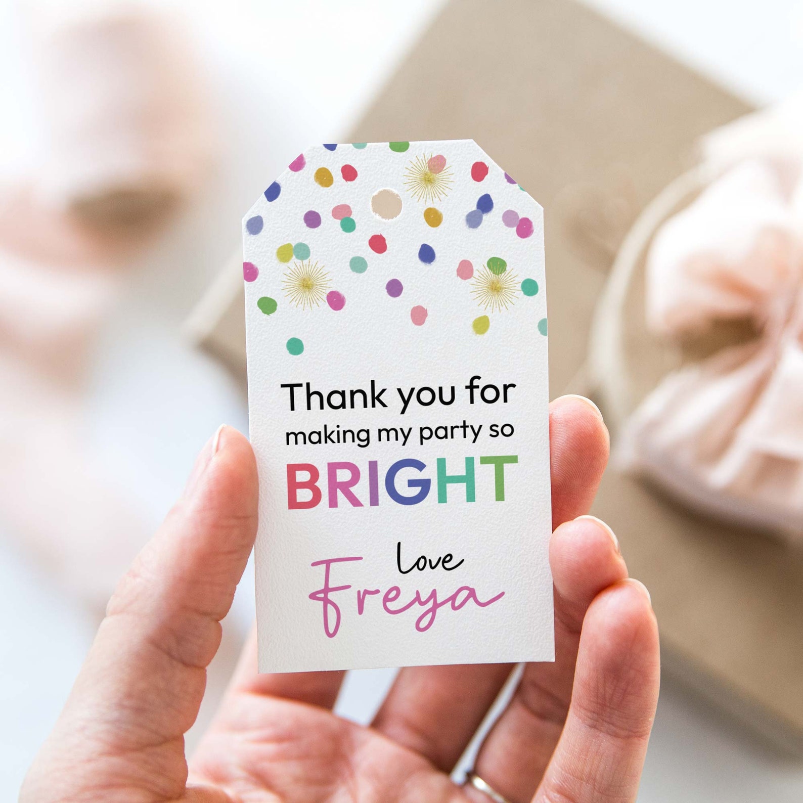 Rainbow Confetti Favor Tags Editable Printable | Bright Colorful Party ...