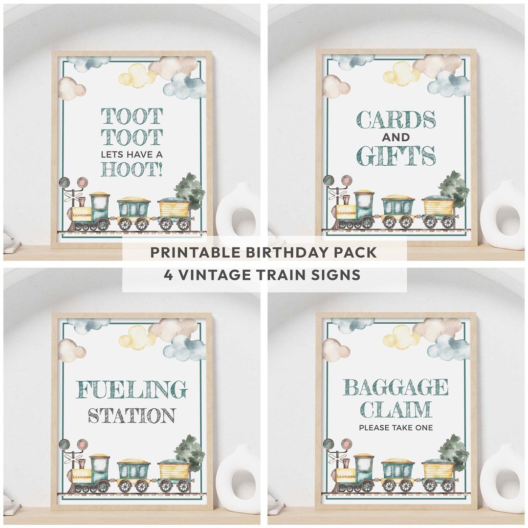 Vintage Train Party Printable Sign Bundle | Boys Birthday Transport ...