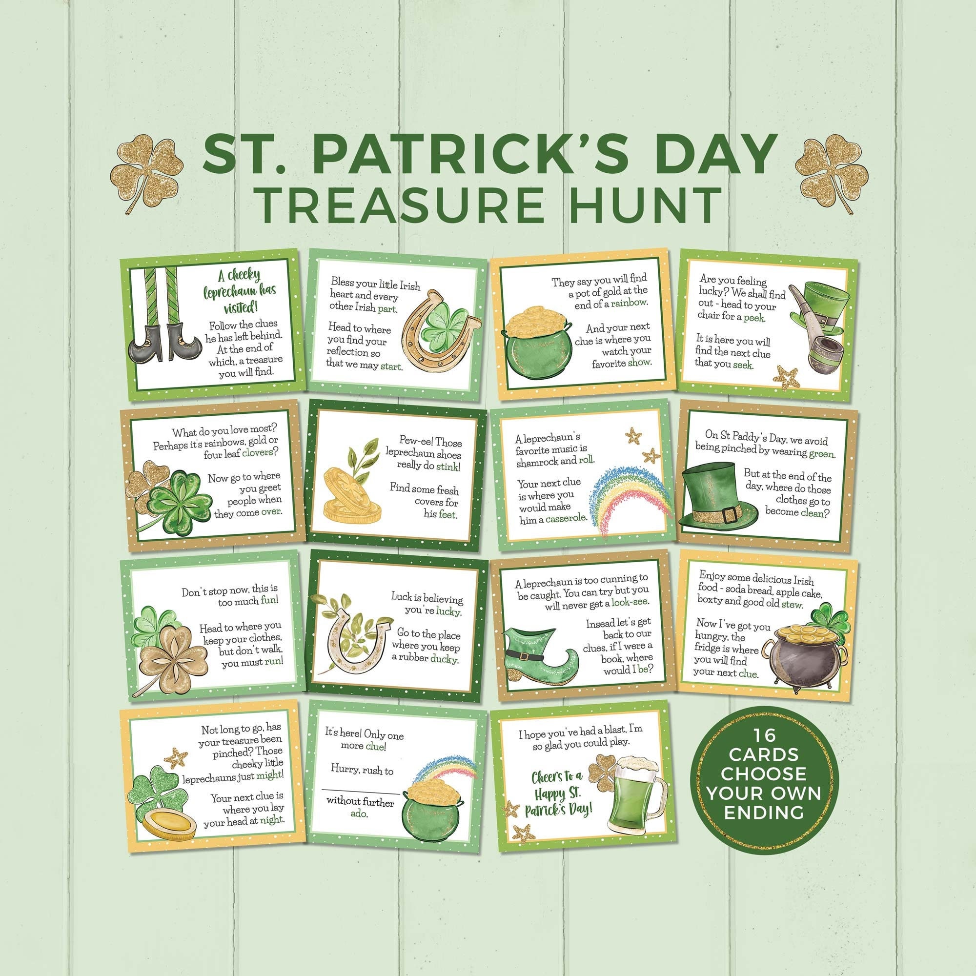 St Patrick's Day Treasure Hunt, Scavenger Hunt Clues for Kids, Teens or ...