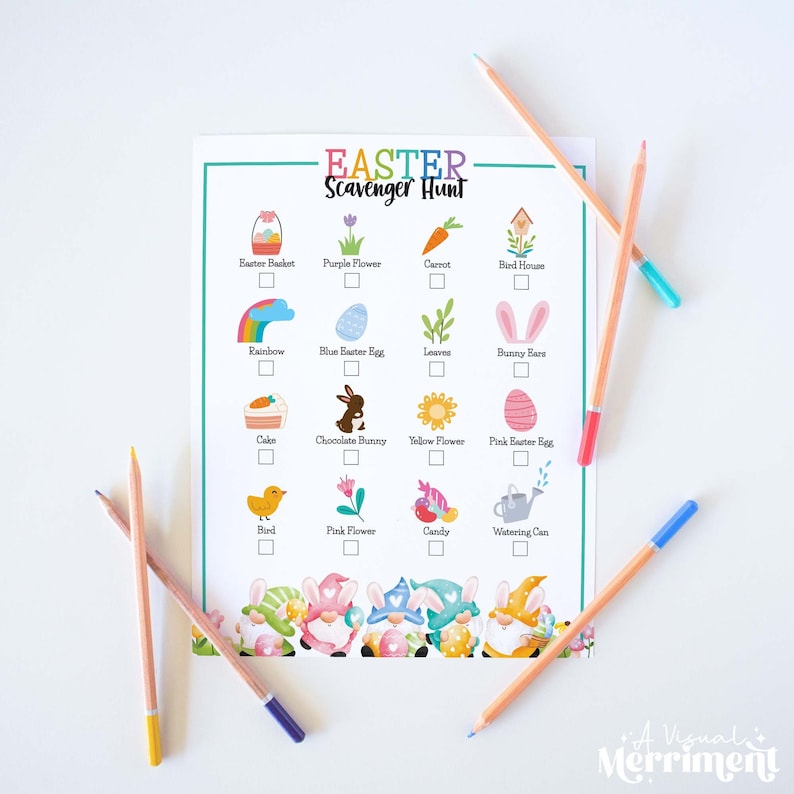 Gnome Easter Scavenger Hunt Printable for Kids Teens Adults - Etsy