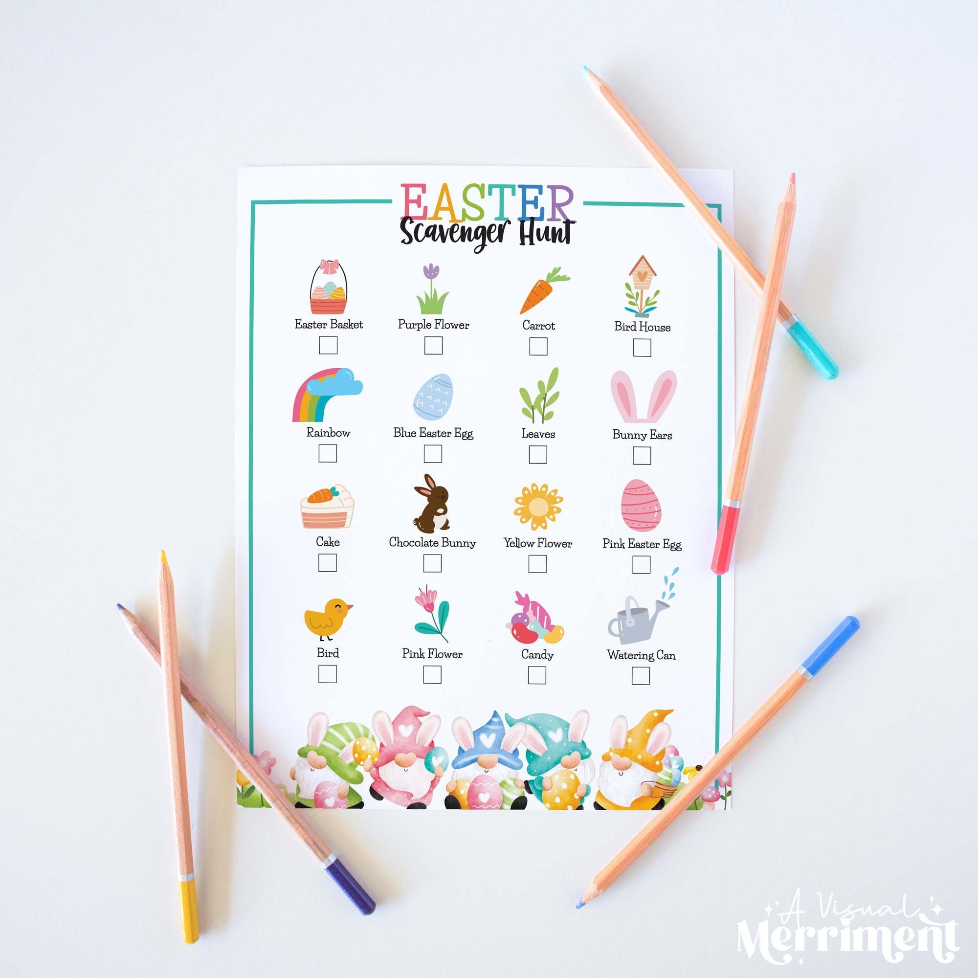 Gnome Easter Scavenger Hunt Printable for Kids, Teens Adults Easter ...