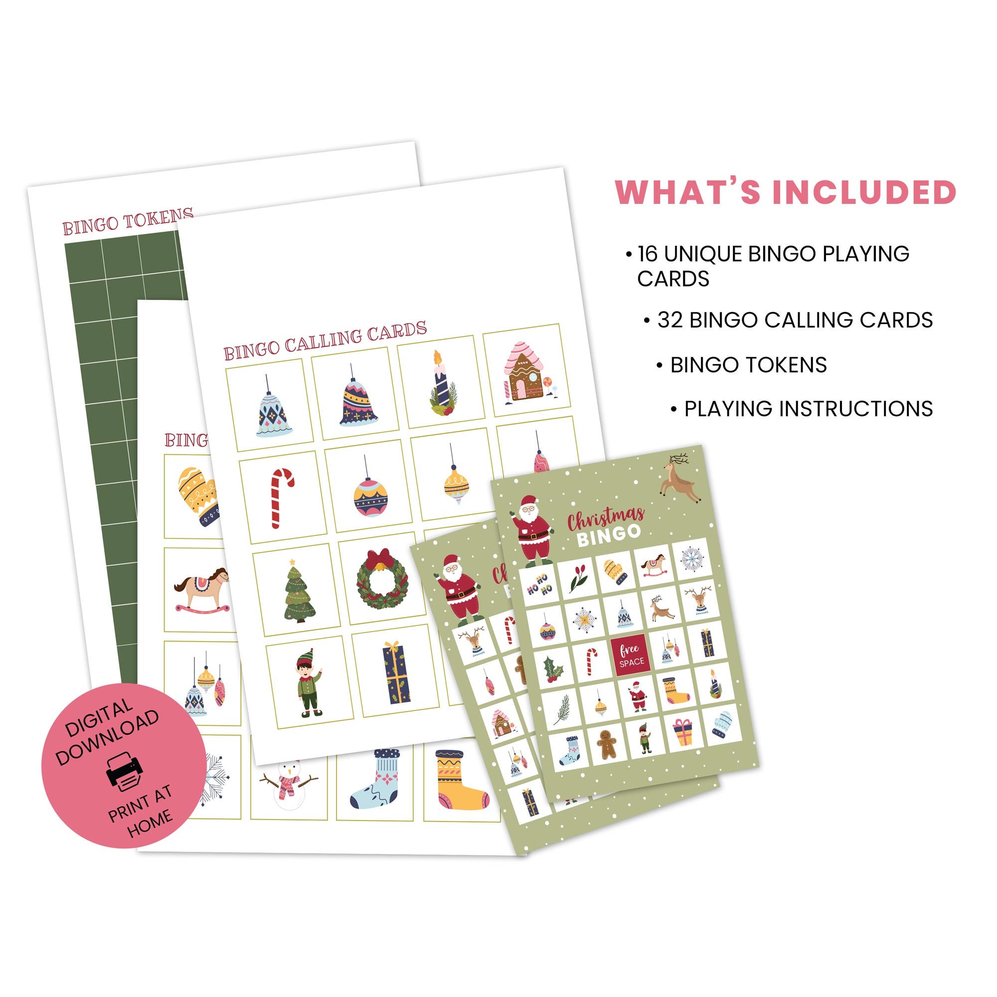 Christmas Bingo Party Game Kids Party Game, Fun Holiday Printable 16 ...