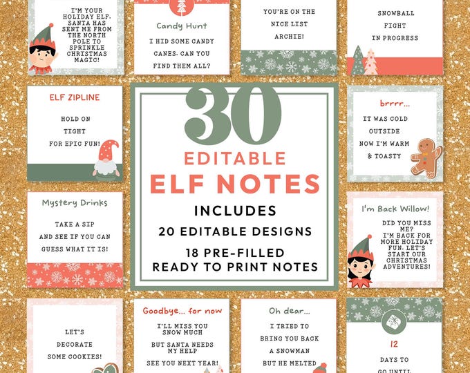 Editable Elf Notes, Printable Christmas Activities, Note From Your Elf ...