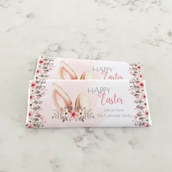 Editable Easter Candy Bar Wrapper, printable chocolate wrap | DIY pink ...