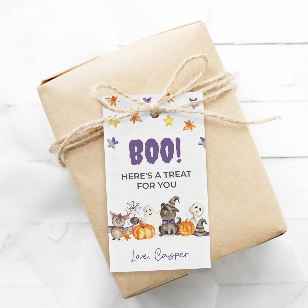 Halloween Favor Tags Editable Printable | Boo Watercolor Treat Tag ...