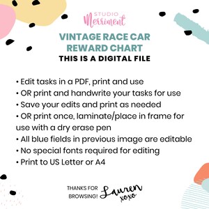Printable Reward Chart for Boys, Race Car Editable Template Behaviour ...