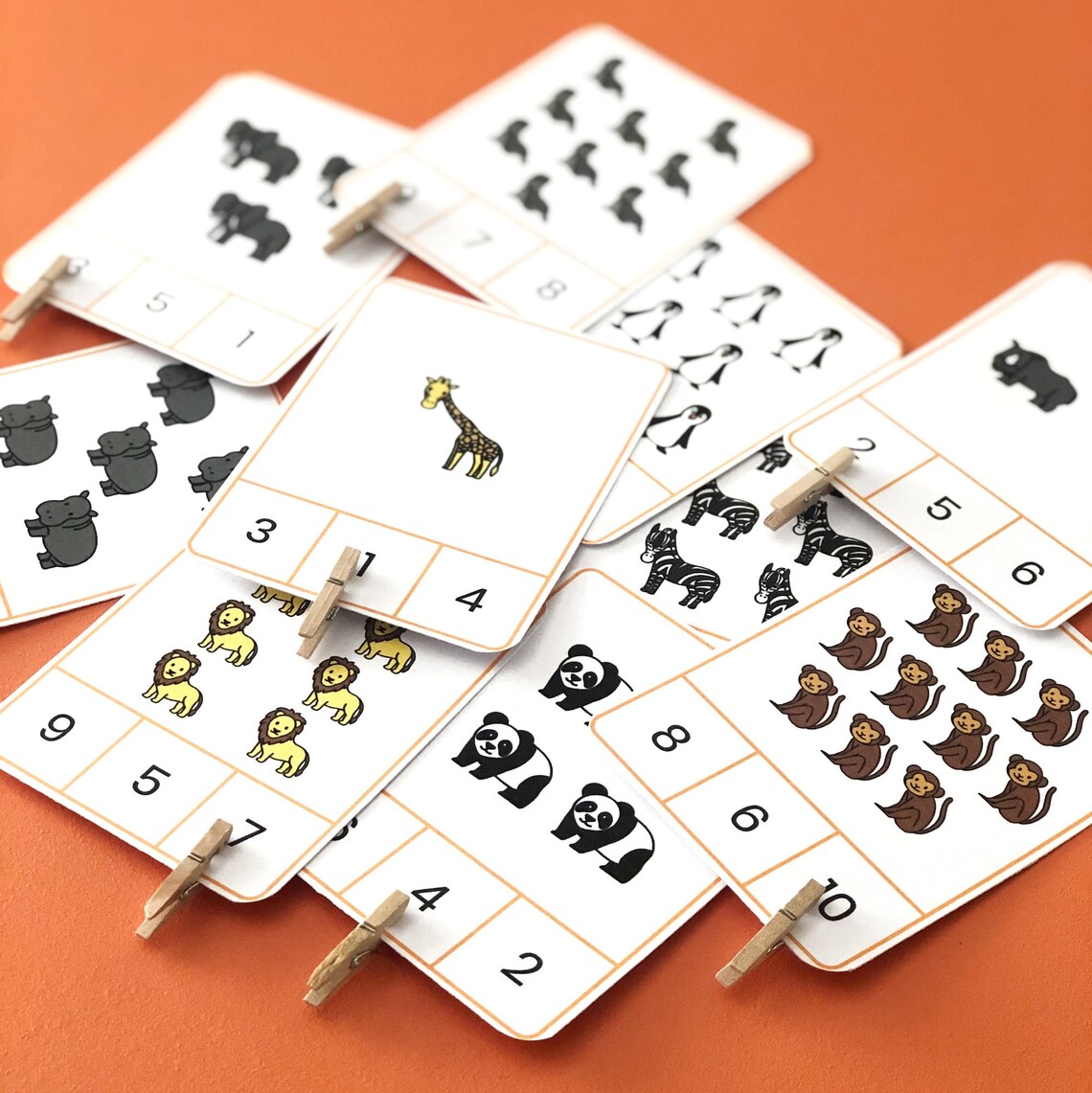 COUNT CLIP Kids Zoo Animal Cards Montessori Number - Etsy Australia