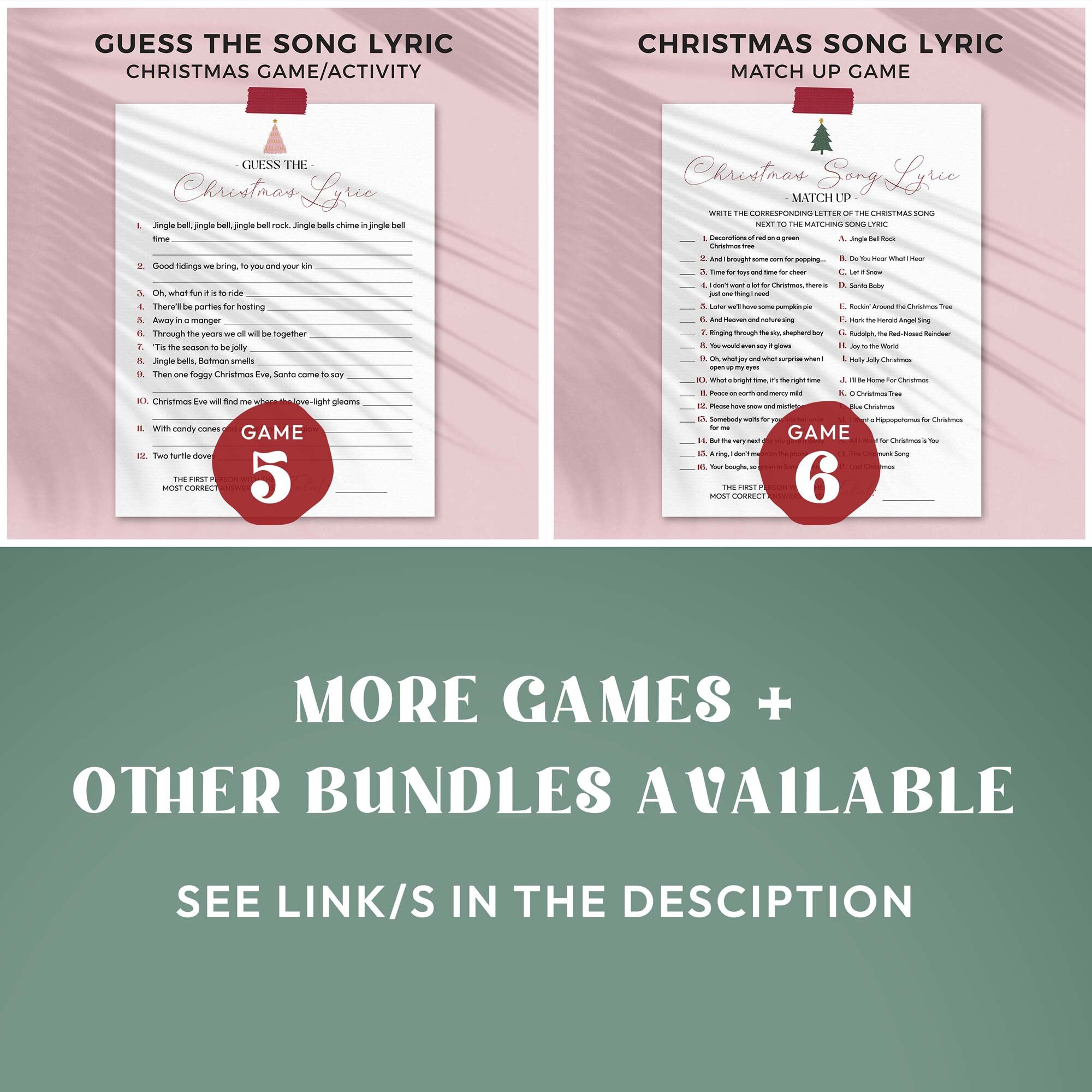 6 Printable Christmas Games Bundle Movies Songs Trivia - Etsy