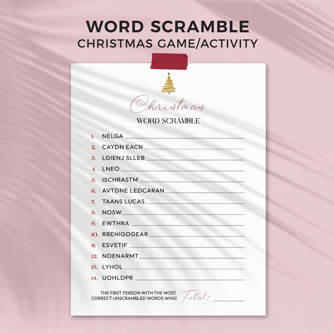 Christmas Printable Game, Word Scramble | Modern Minimalist Kids ...