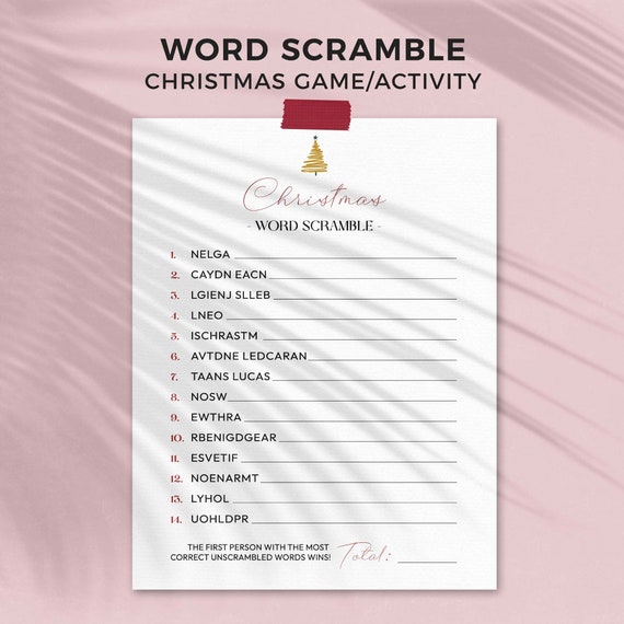 Christmas Printable Game, Word Scramble | Modern minimalist kids ...