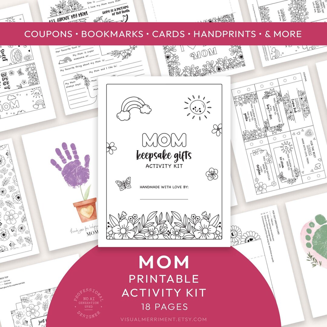 Printable Mom Activity Kit | 18-page Keepsake Gift With Coloring, Cards ...