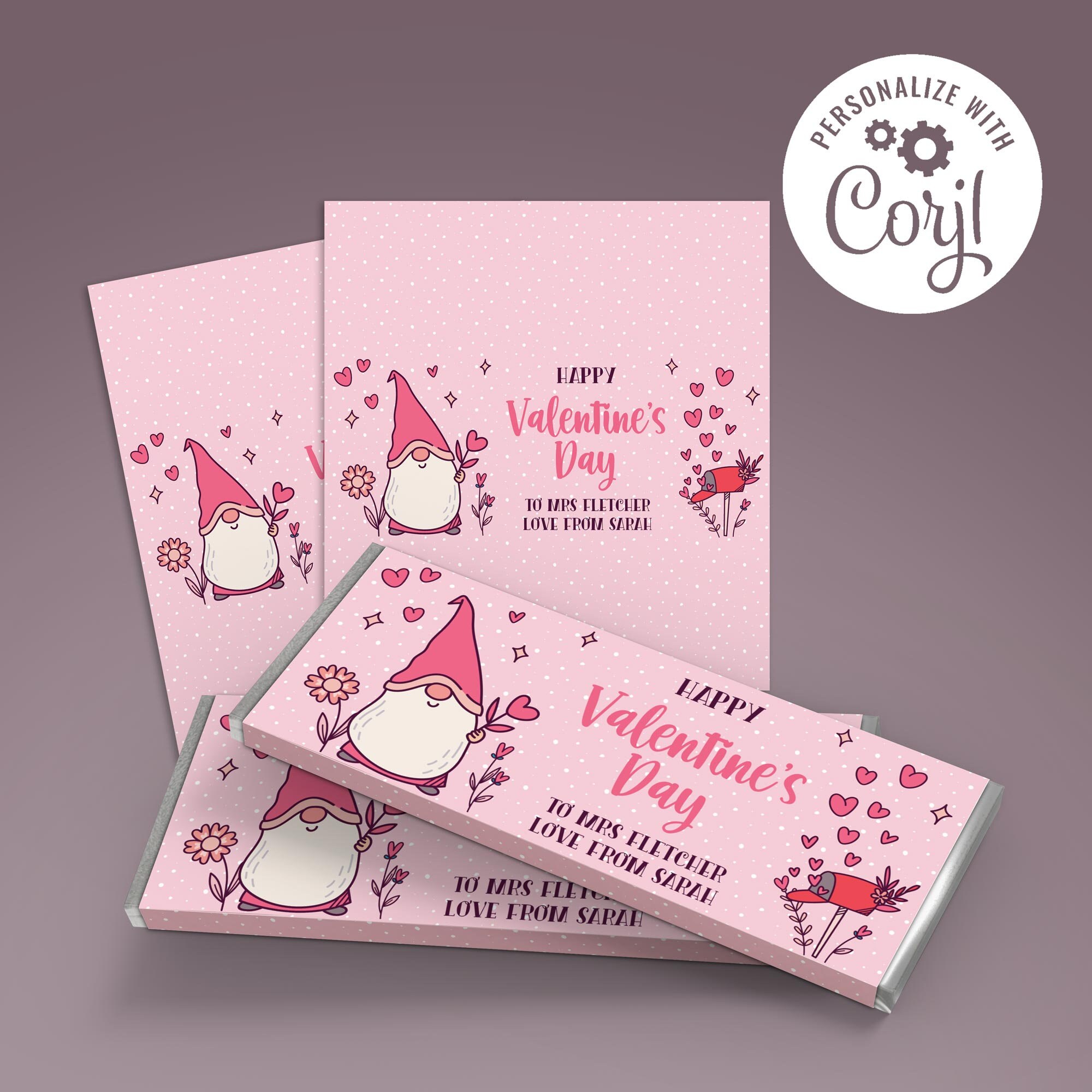 Valentines Day Candy Bar Wrapper Gnome Editable Chocolate Wrap ...