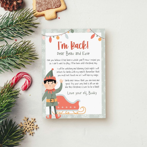 Editable Elf Arrival Letter | Modern I'm back personalised Christmas ...