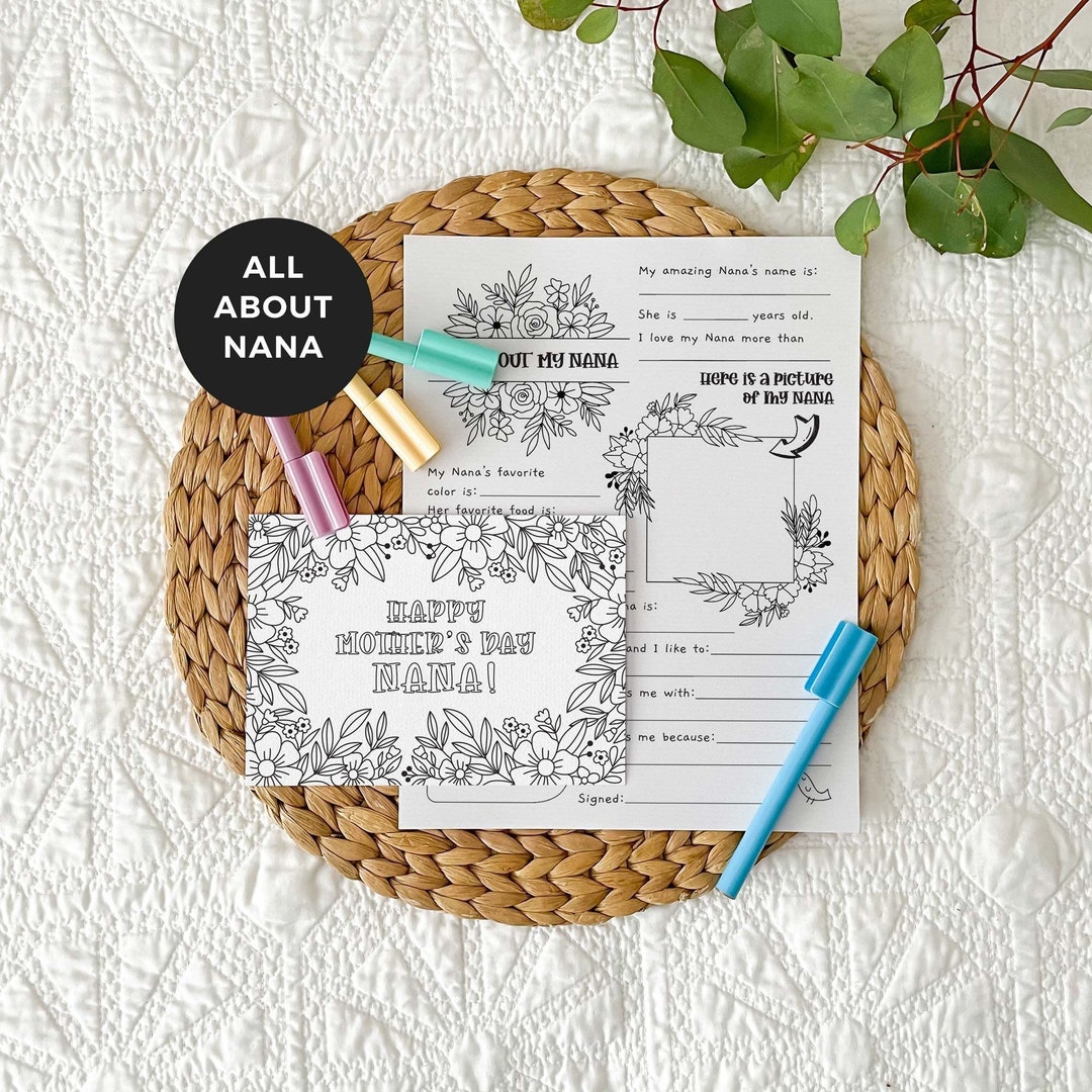 Printable Coloring Grandmother Card + All About Nana Bundle | Happy ...
