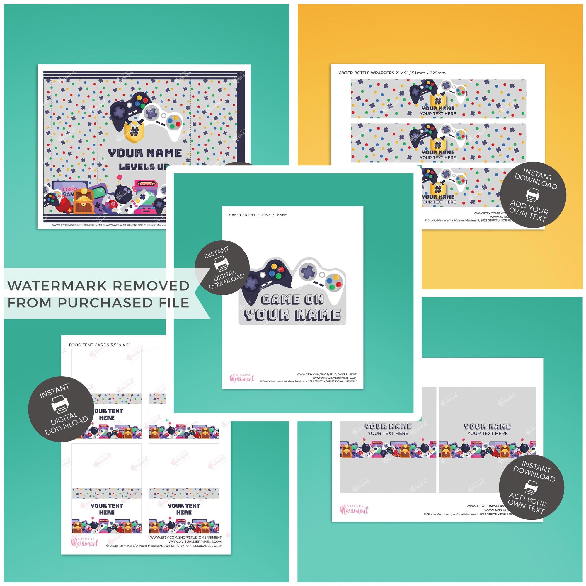 Gamer Party Editable Printable Bundle | Retro Arcade Video Gaming ...