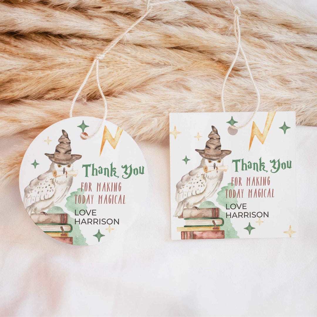Editable Wizard Party Favor Tag, Printable Gift Tag Template | Magic ...